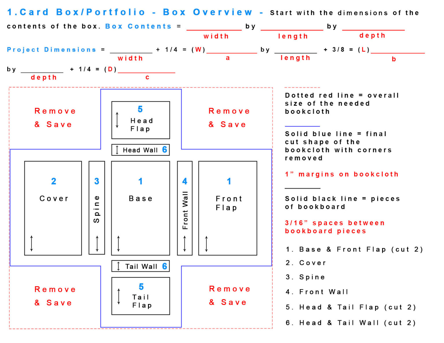 Card Box / Portfolio Box Worksheets • Handmade Books and Journals