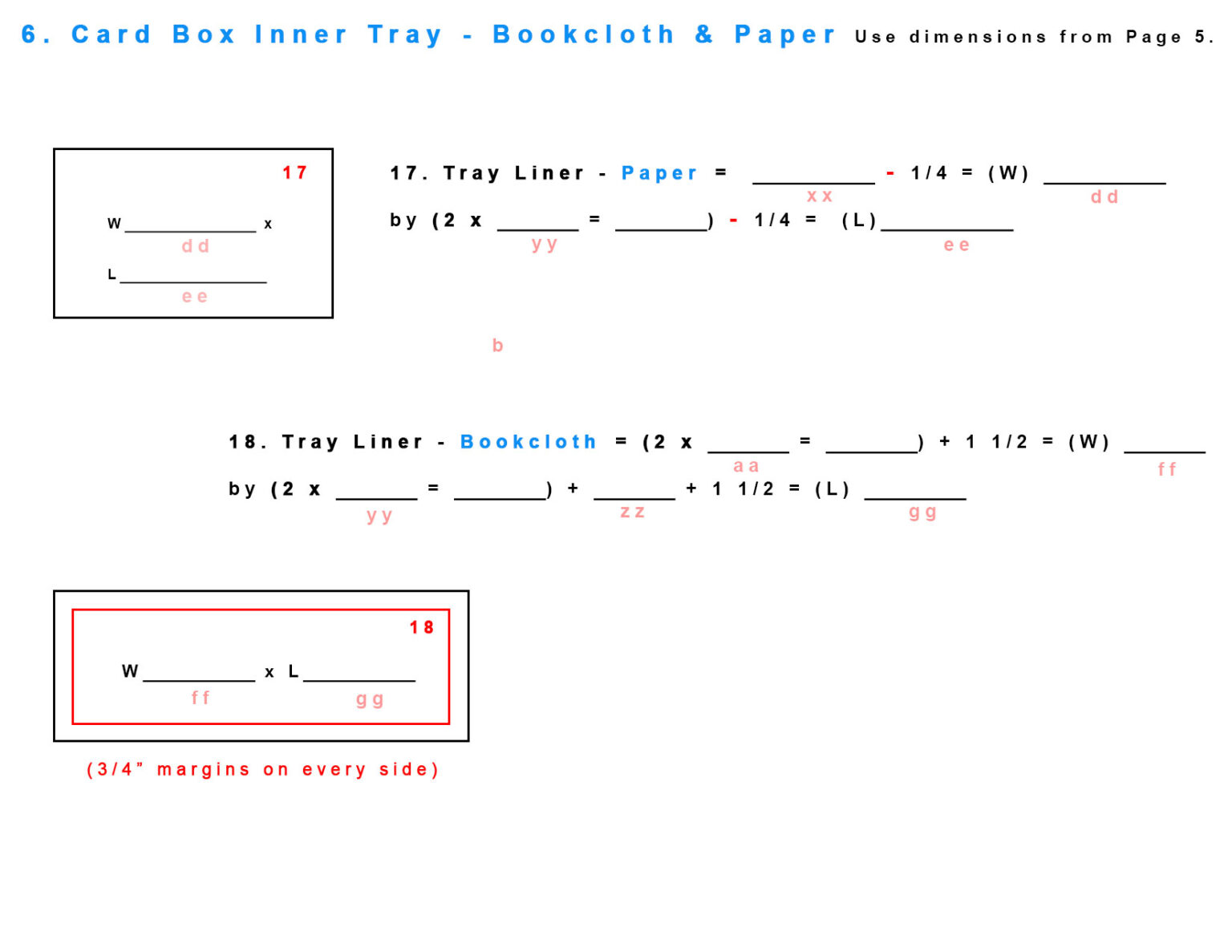 Card Box / Portfolio Box Worksheets • Handmade Books and Journals
